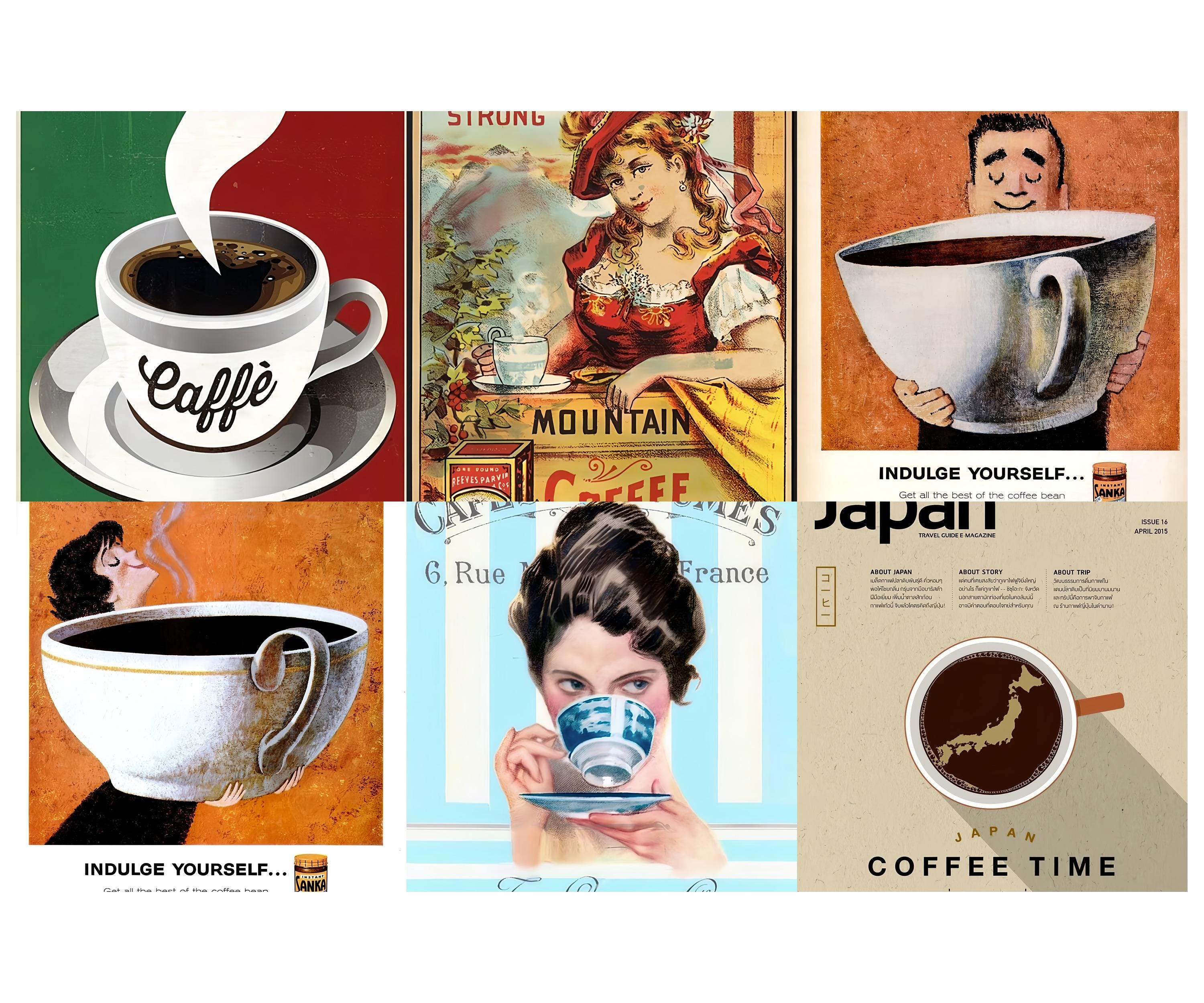 Vintage Coffee Advertising Poster Set | Vintage Posters Poster ...