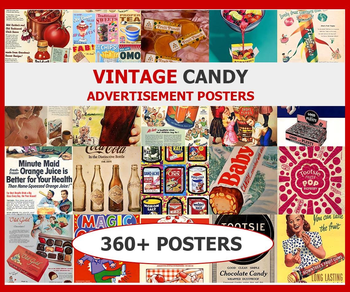 Vintage Candy Advertisement Poster | Vintage Posters Collection | Junk ...