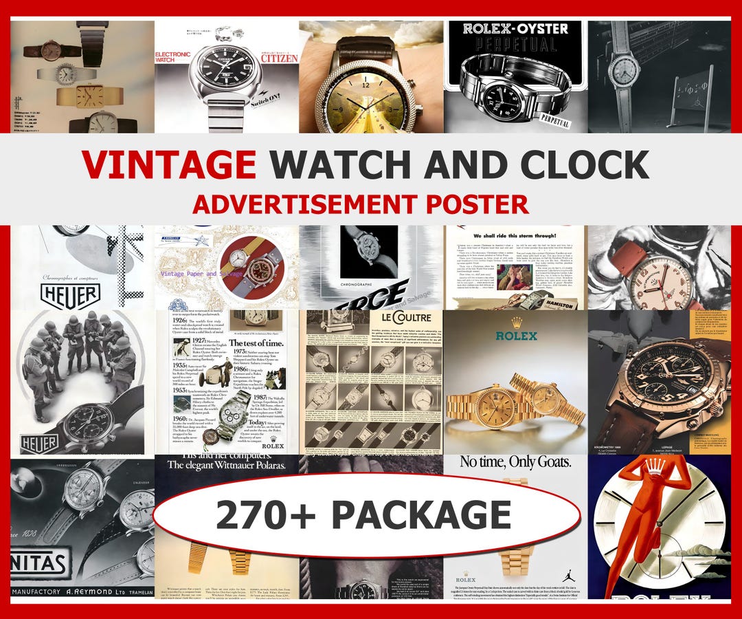 Vintage Watch and Clock Advertisement Poster Collection | Vintage ...