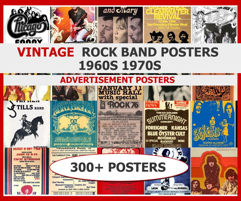 Vintage Rock Band Posters 1960s 1970s Poster | Vintage Poster Scrapbook ...