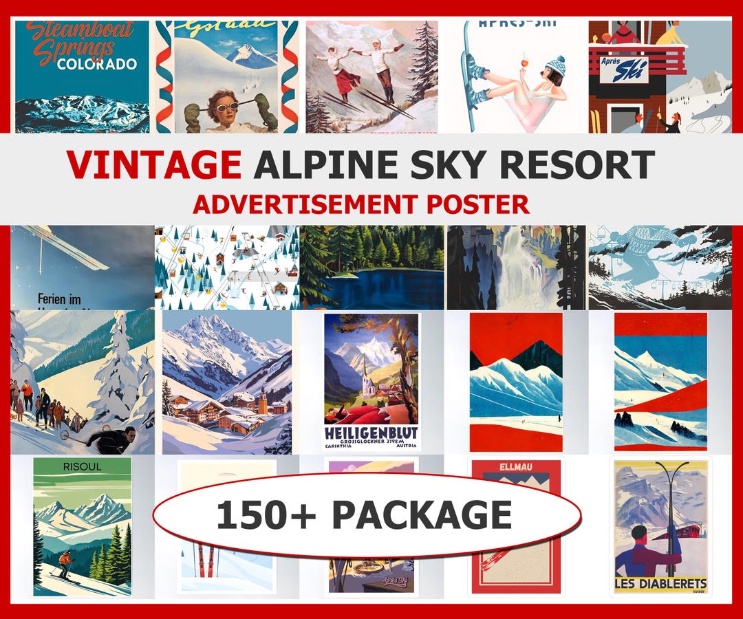 Vintage Alpine Ski Resort Poster | Vintage Posters Scrapbook Junk ...