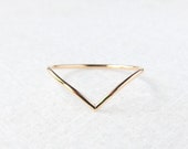 Thin V Ring Gold Filled Chevron Ring Thin Point Band High - Etsy