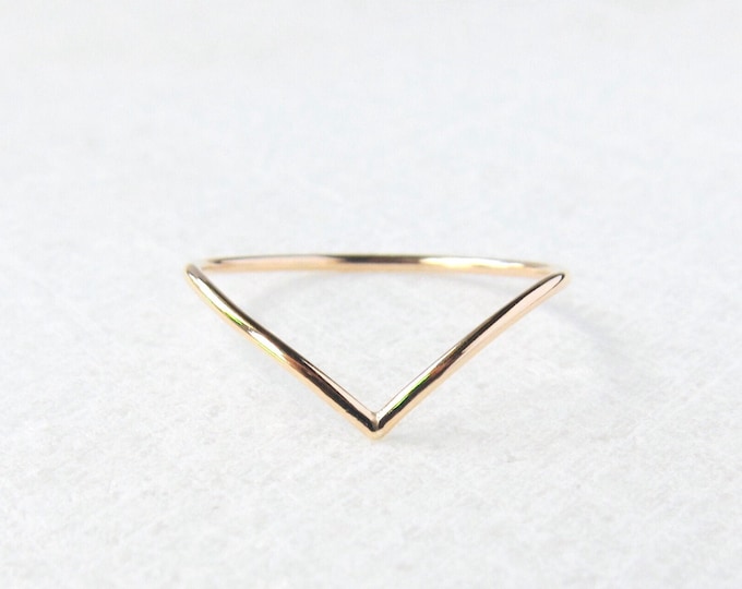 Thin V Ring, Gold Filled Chevron Ring, Thin Point Band, High Peak, Arch ...