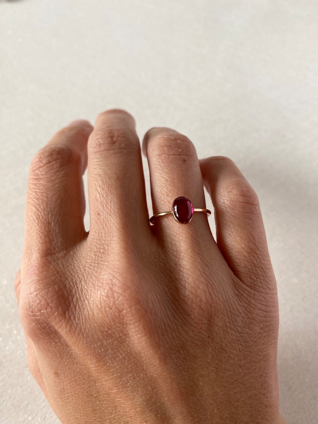 Ruby Ring, Gold Ring Band, Birthstone Ring, Pink Ruby, Oval Lab Grown ...