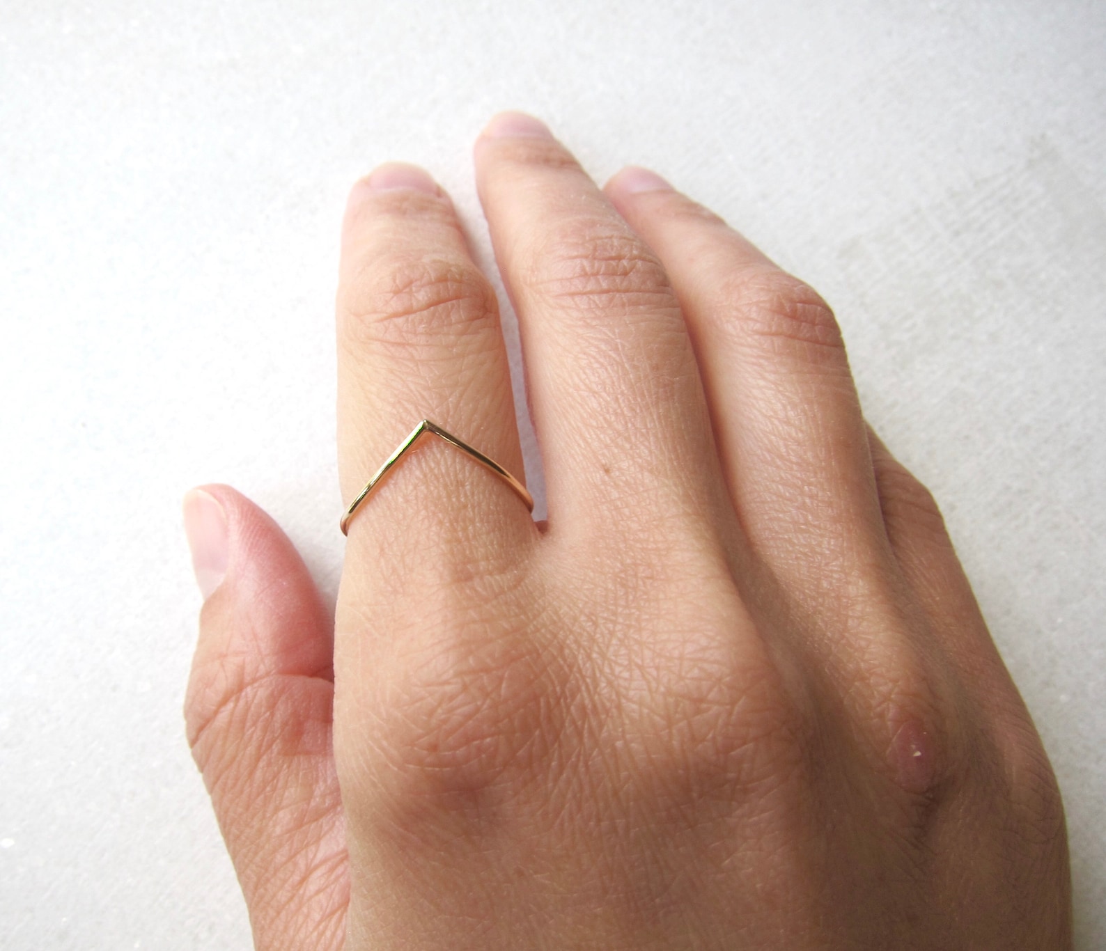 Thin V Ring Gold Filled Chevron Ring Thin Point Band High - Etsy
