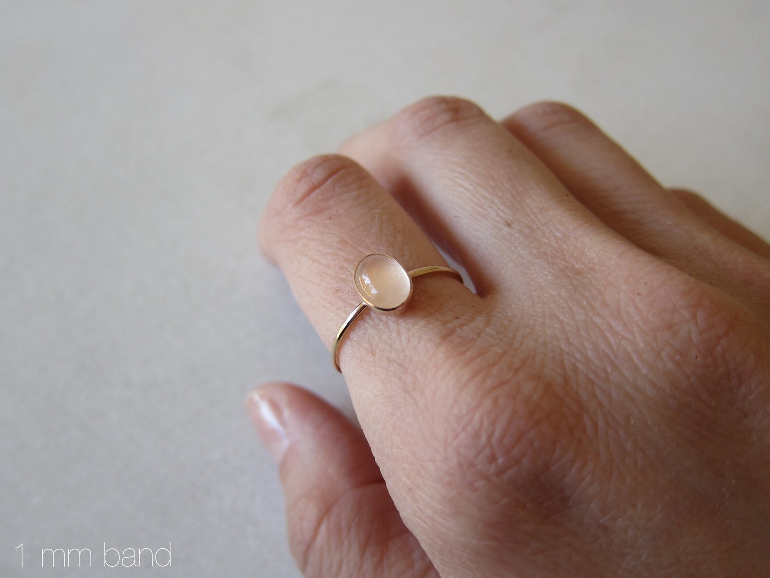 Rose Quartz Ring Gold Band Solitaire Ring 14k Gemstone - Etsy
