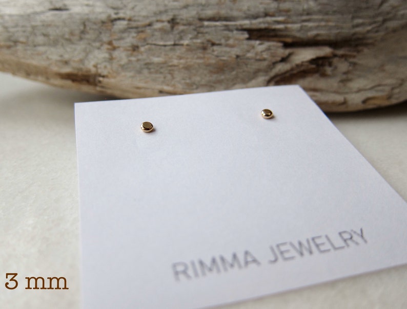 14k Gold Stud Earrings 3mm Circle Studs Flat Tiny Studs - Etsy