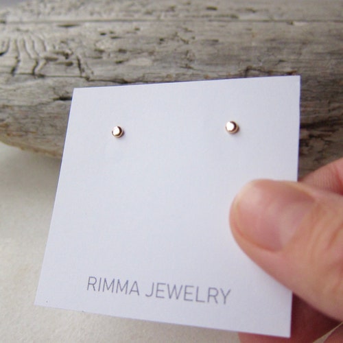 14k Gold Stud Earrings 3mm Circle Studs Flat Tiny Studs | Etsy