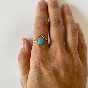 Amazonite Ring, Gold Gemstone Ring, Gold Ring Band, Stacking Ring, Oval ...