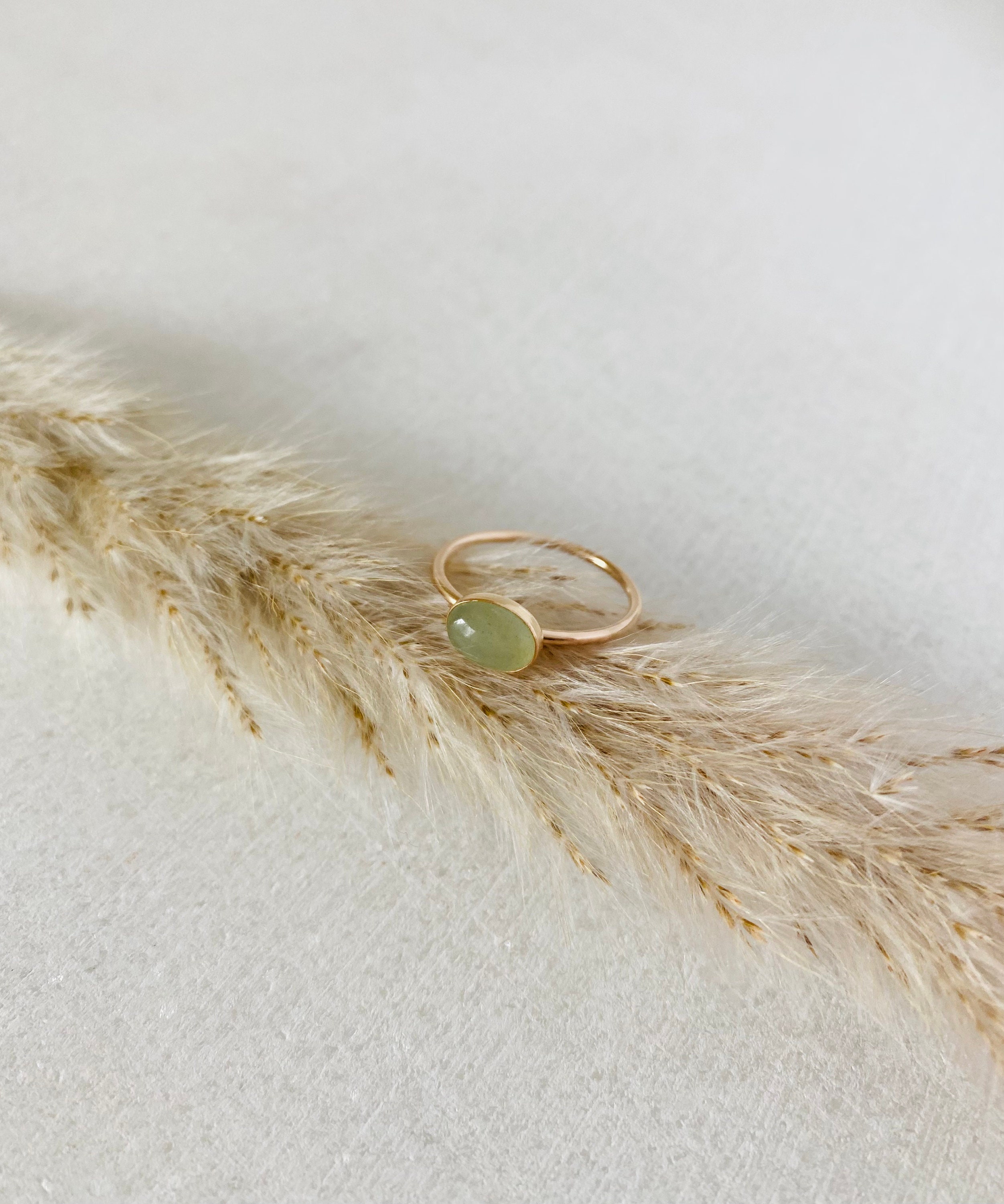 Aventurine Ring, Gold Band, Oval Gemstone, Minimalist Stacking Jewelry ...