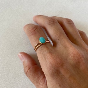 Amazonite Ring, Gold Gemstone Ring, Gold Ring Band, Stacking Ring, Oval ...