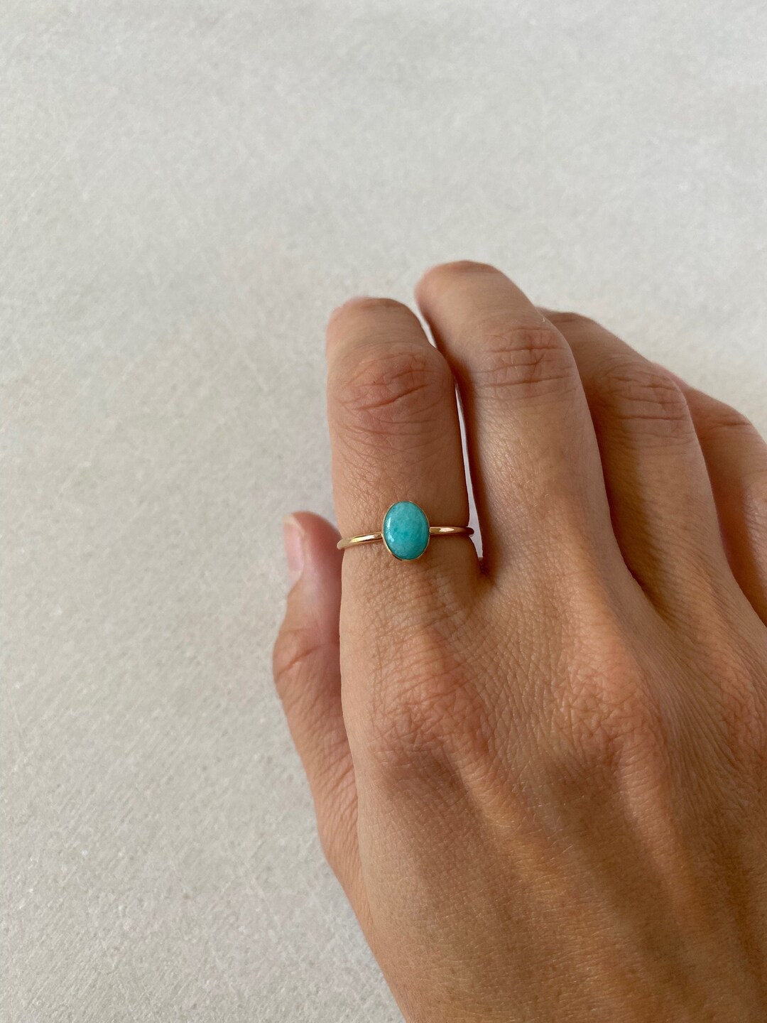 Amazonite Ring, Gold Gemstone Ring, Gold Ring Band, Stacking Ring, Oval ...