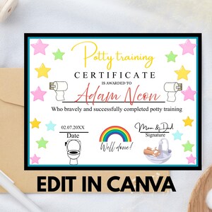 Potty Training Certificate, Toilet Training Diploma, Potty Training ...
