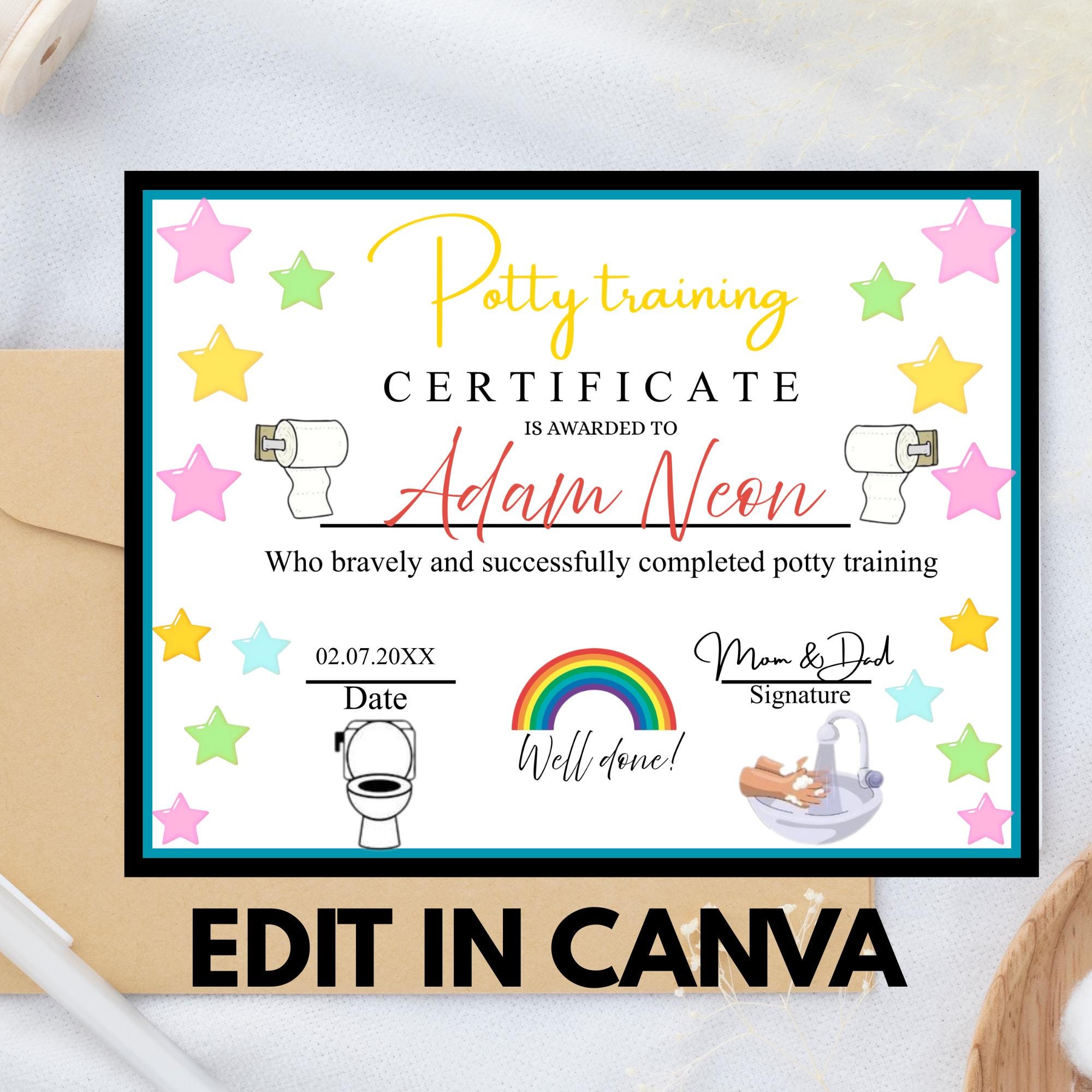 Potty Training Certificate, Toilet Training Diploma, Potty Training ...