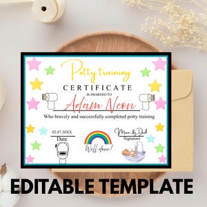 Potty Training Certificate, Toilet Training Diploma, Potty Training ...