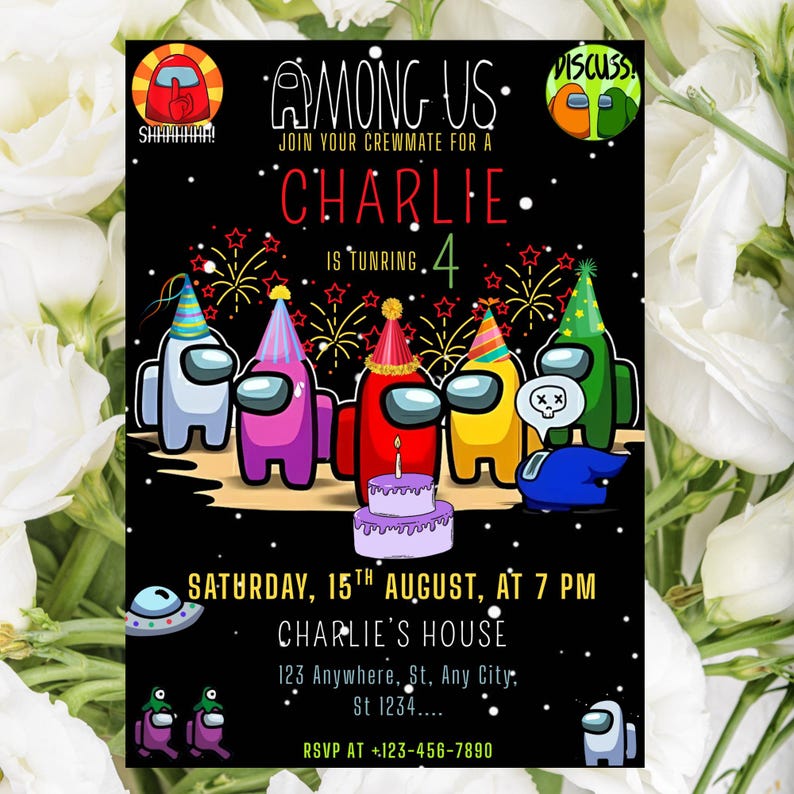 Among Us Invitation Birthday Invitation | Kids Birthday Invitation ...