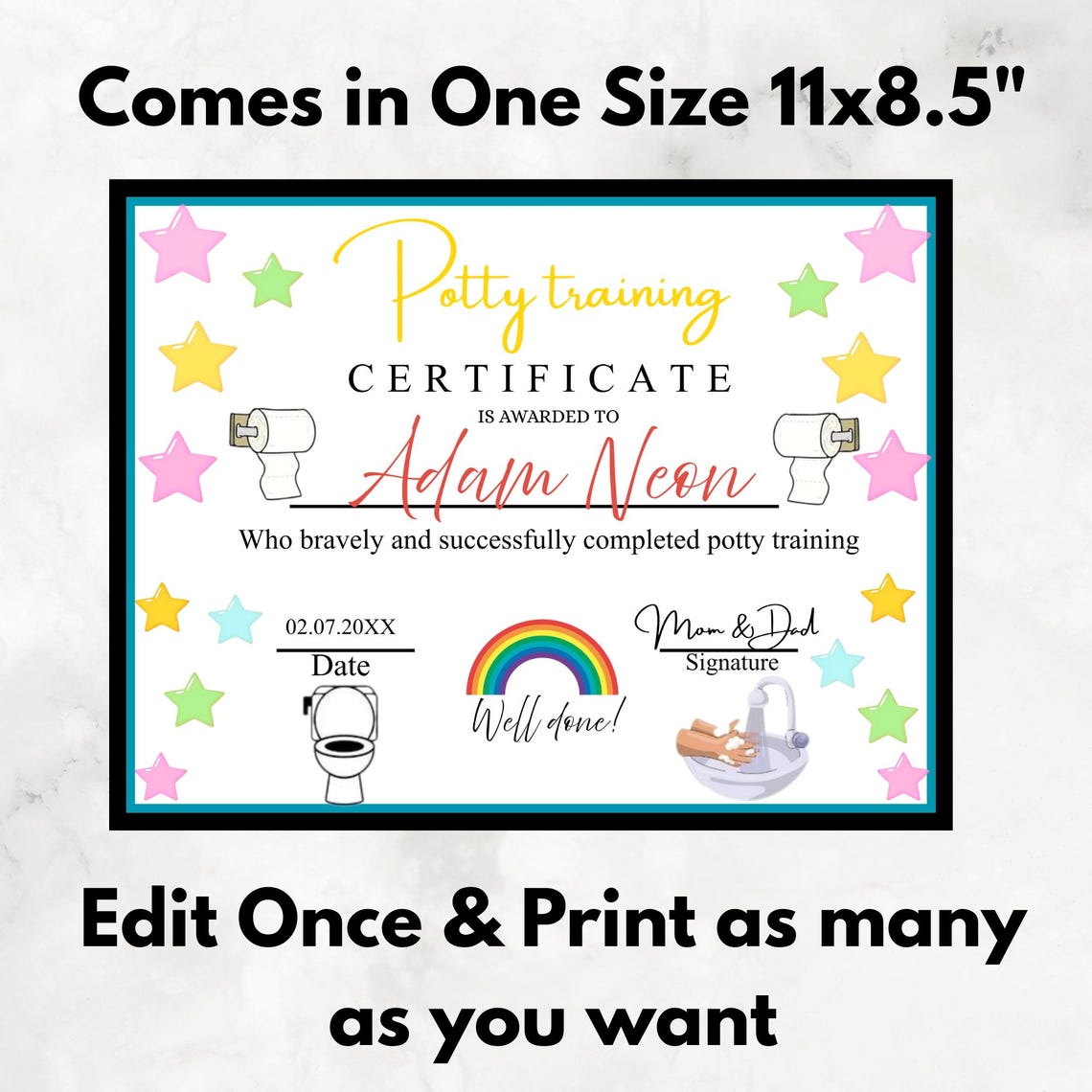 Potty Training Certificate, Toilet Training Diploma, Potty Training ...