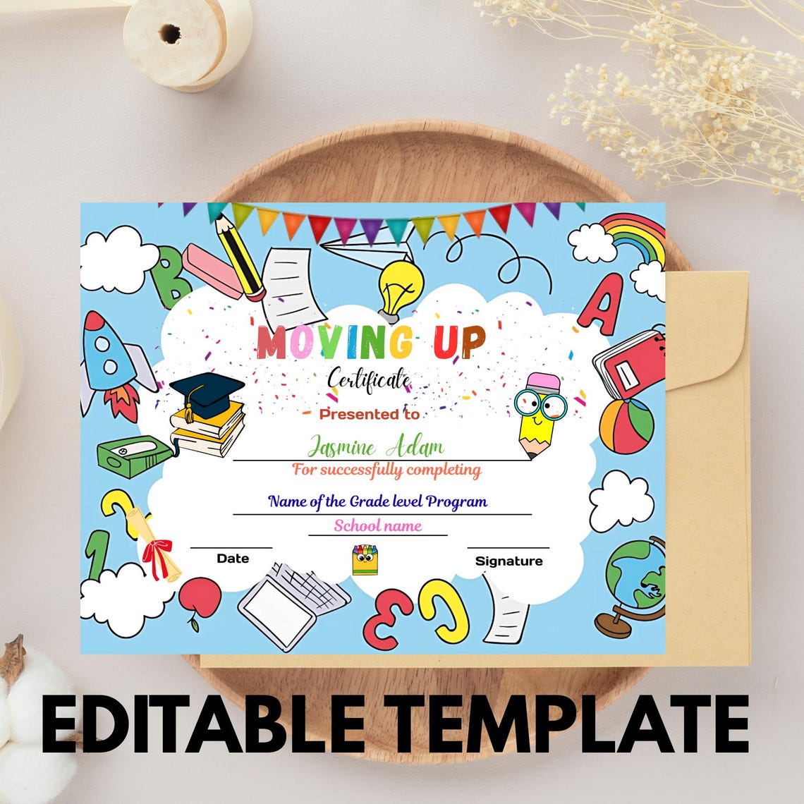 Editable Preschool Moving up Certificate, Prek Moving up Certificate ...