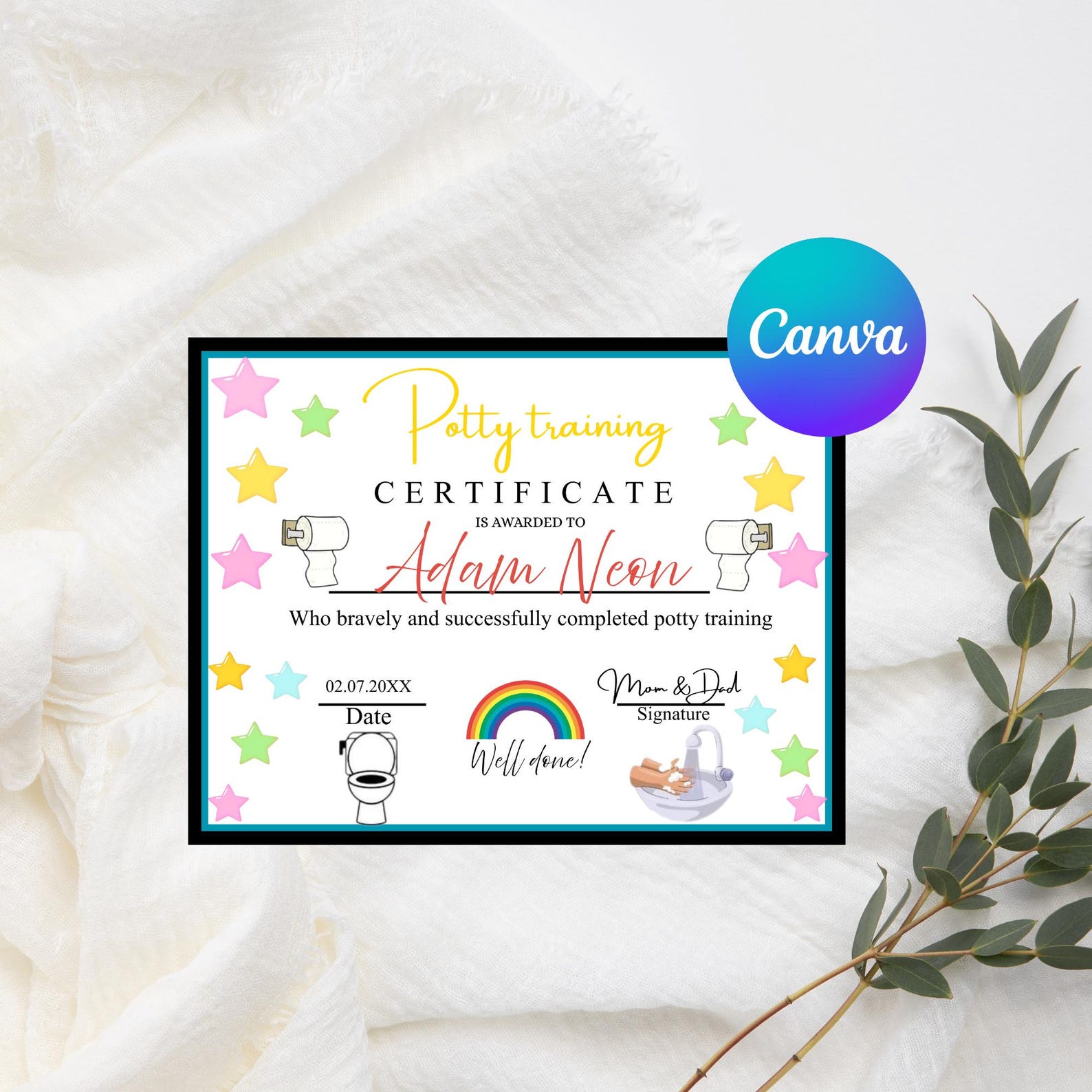 Potty Training Certificate, Toilet Training Diploma, Potty Training ...