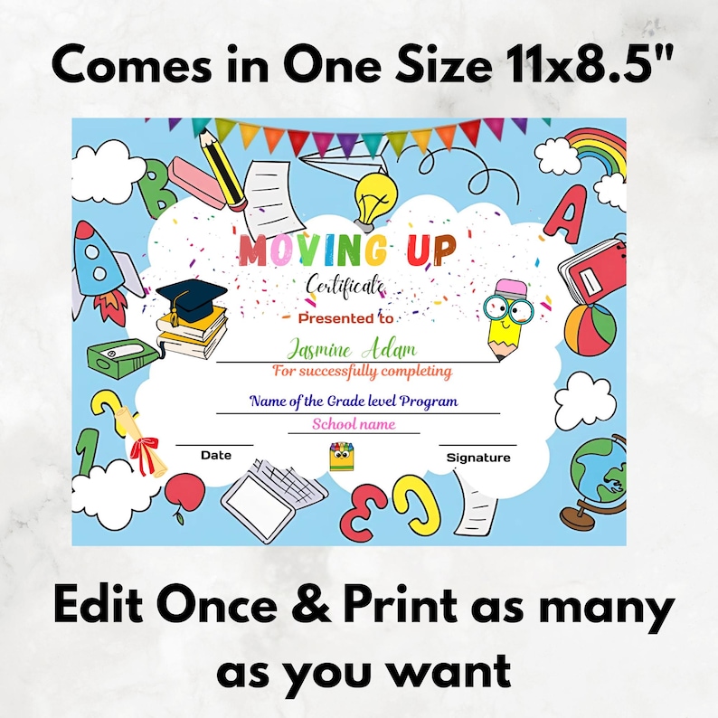 Editable Preschool Moving up Certificate, Prek Moving up Certificate ...
