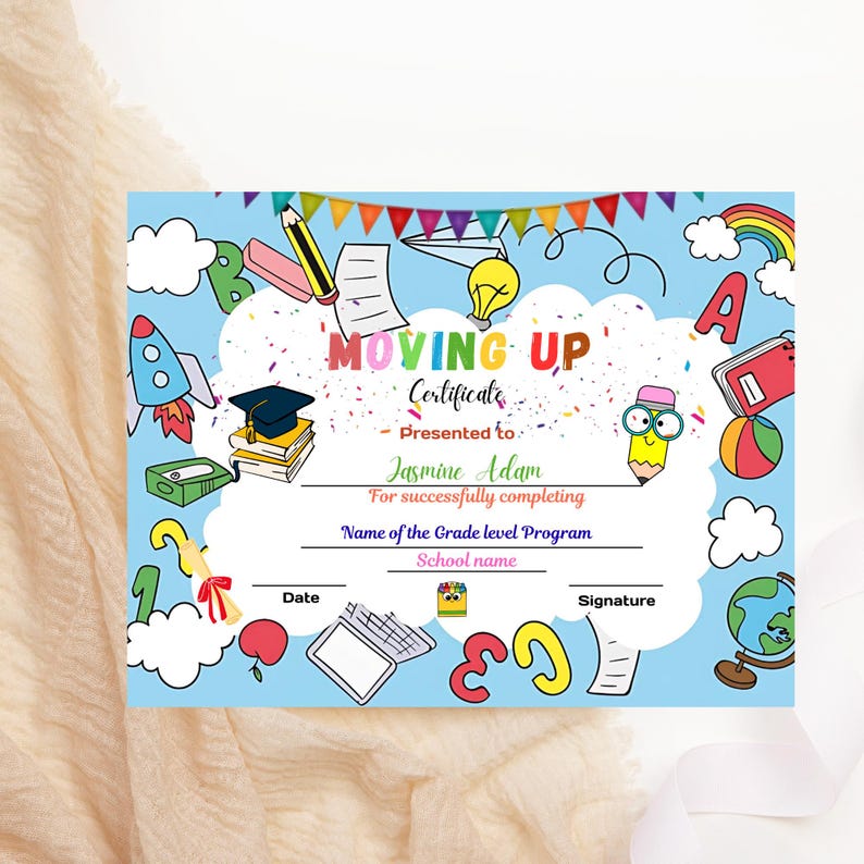 Editable Preschool Moving up Certificate, Prek Moving up Certificate ...