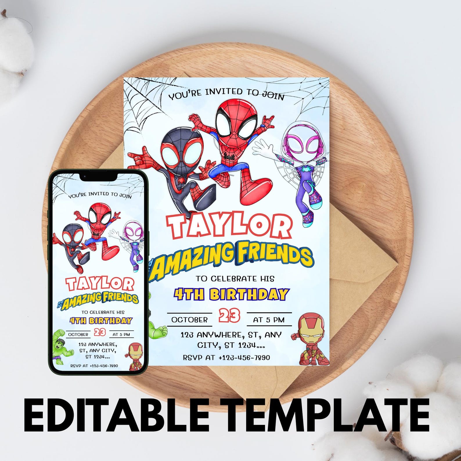 Spidey and His Amazing Friends Birthday Invitation | Printable Spider ...