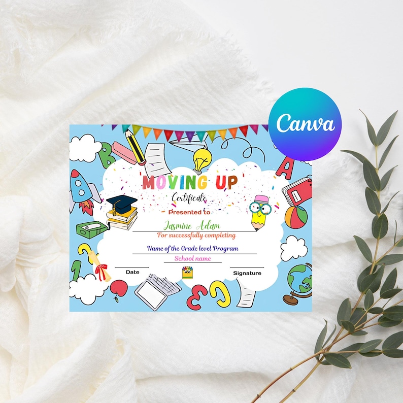 Editable Preschool Moving up Certificate, Prek Moving up Certificate ...