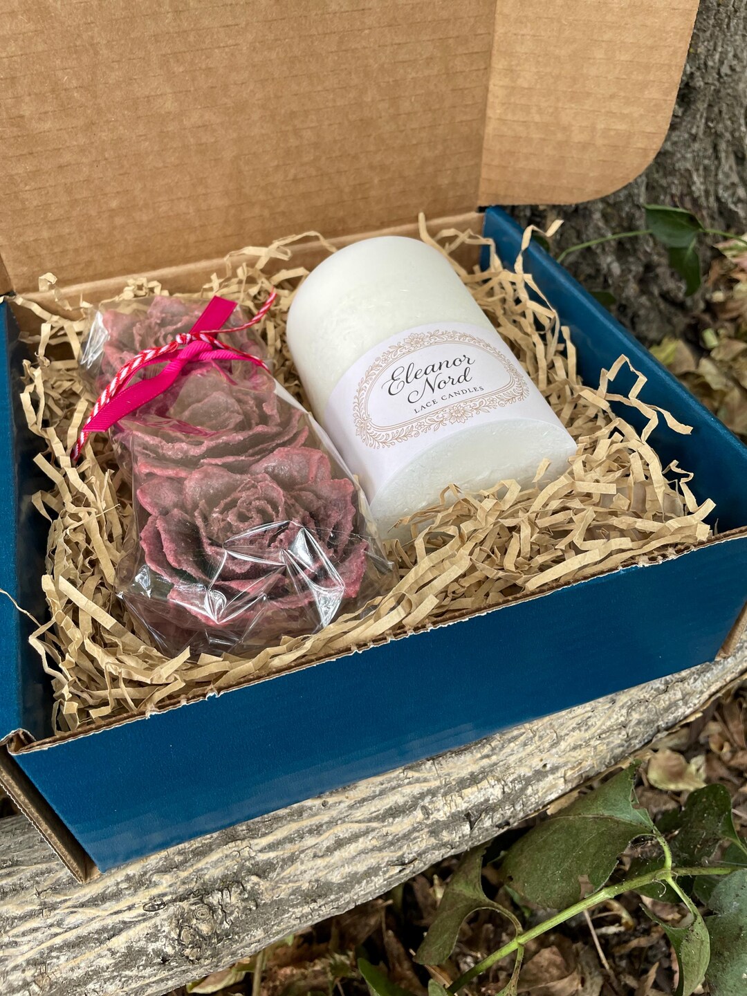 Lace Candle & Fire Starter Rose Gift Set: Eco-friendly Boho Decor - Etsy