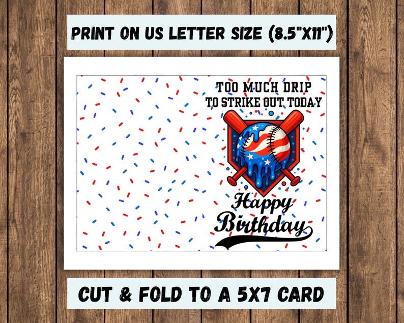 Too Much Drip to Strike Out – Printable Patriotic Baseball Birthday ...