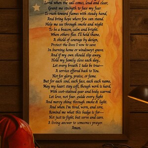 Firefighter's Prayer Wall Art Printable | Christian Firefighter Gift ...