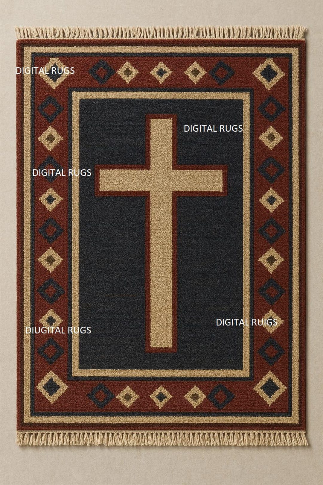 Handmade Wool Christian Cross Prayer Rug - Church & Home Decor - Etsy