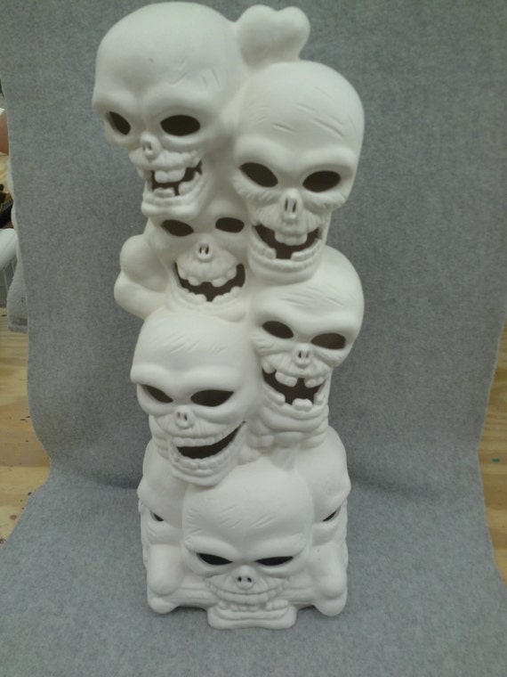 Ceramic Skull Stack Bisque unfinished | Etsy