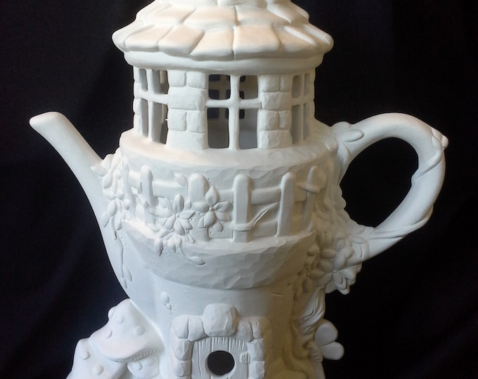 Fairy Garden Enchanted Teapot House Ceramic Bisque (unfinished) - Etsy