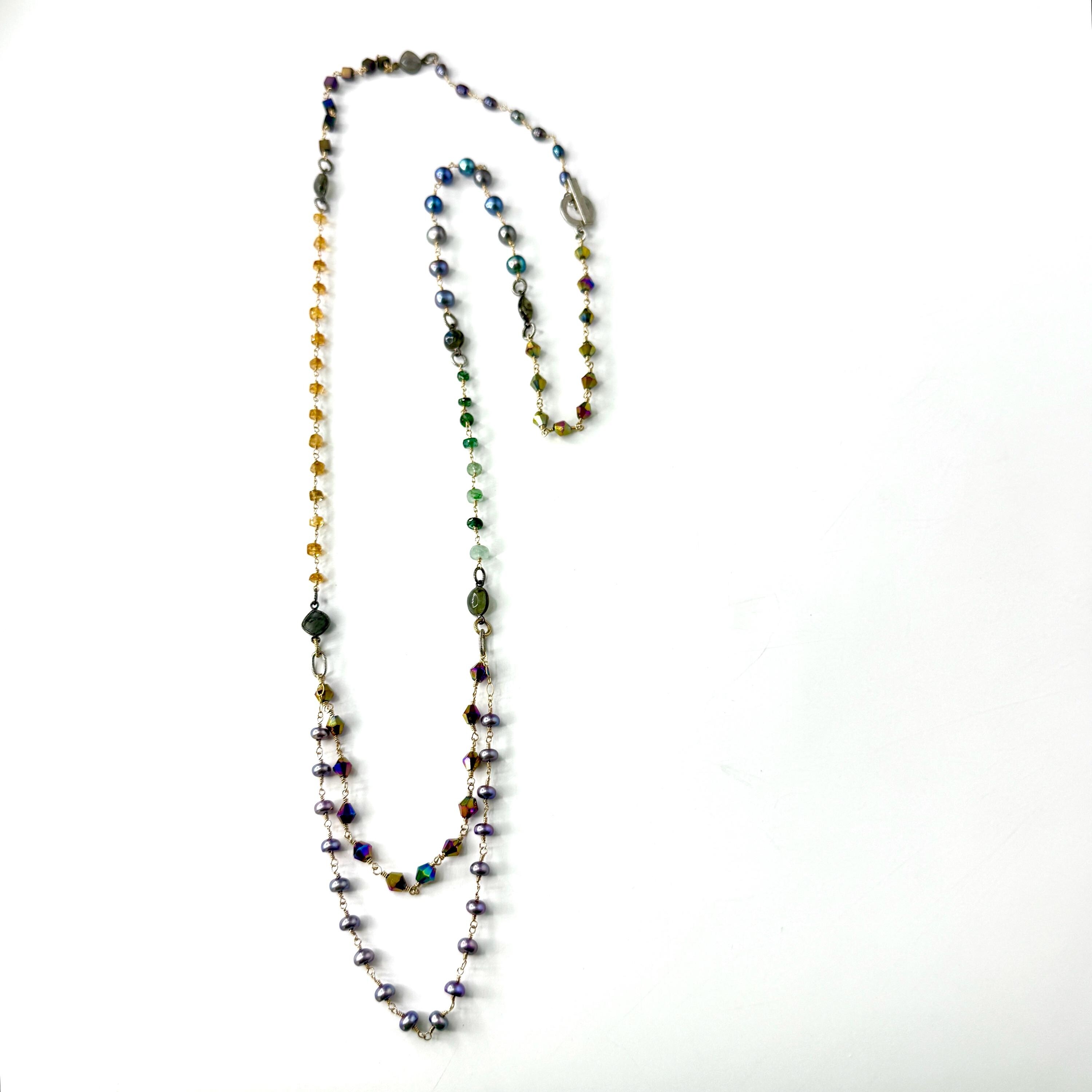 Sundance Inspired Multicolored Gemstone Wire Wrapped Necklace - Etsy