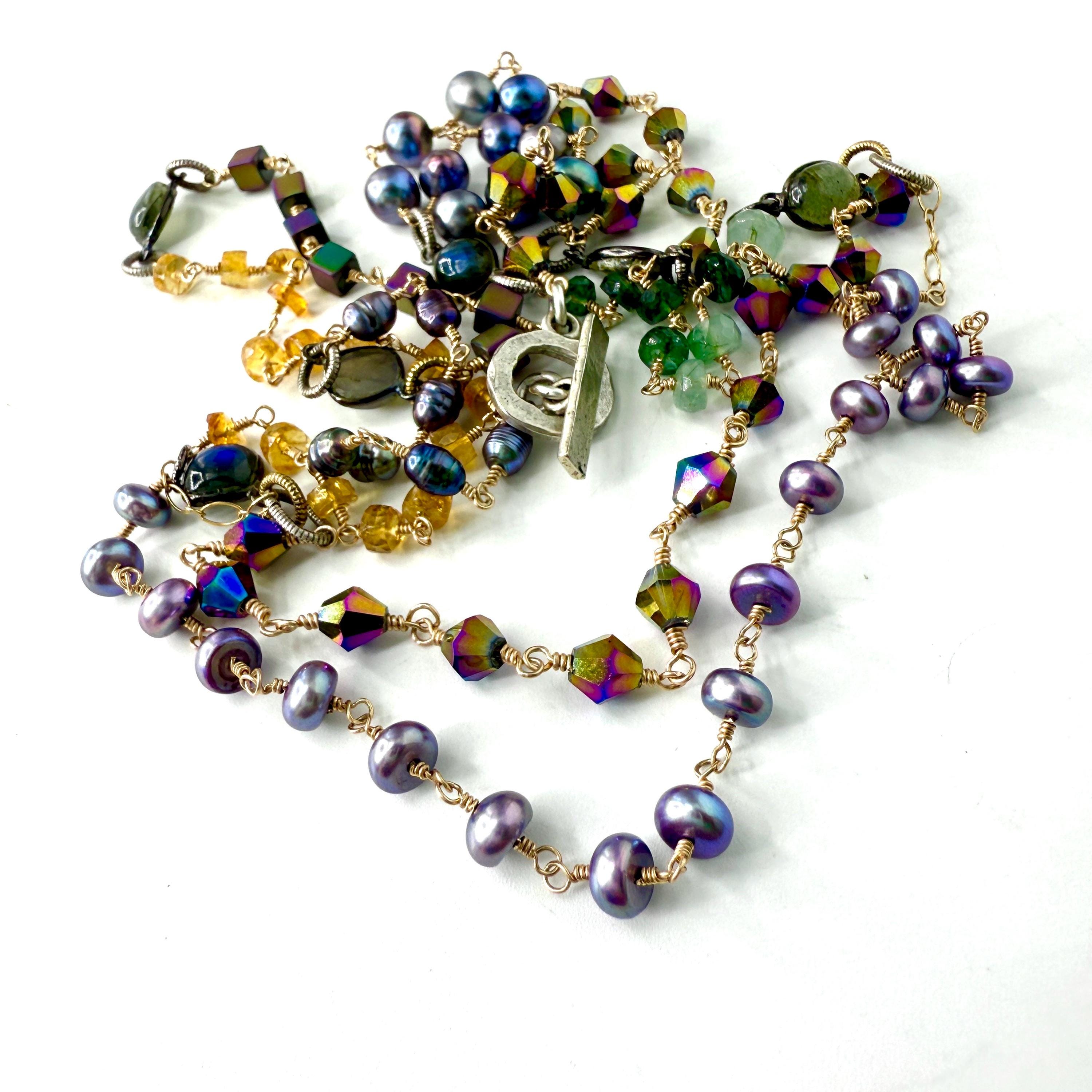 Sundance Inspired Multicolored Gemstone Wire Wrapped Necklace - Etsy