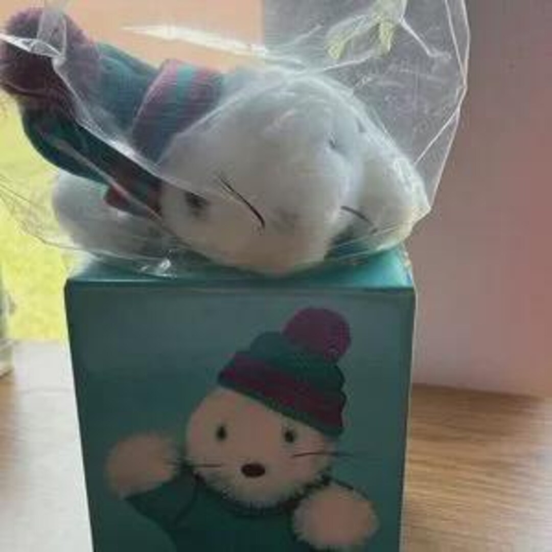 Avon White and Teal Plush Hamster Toy / Avon - Etsy