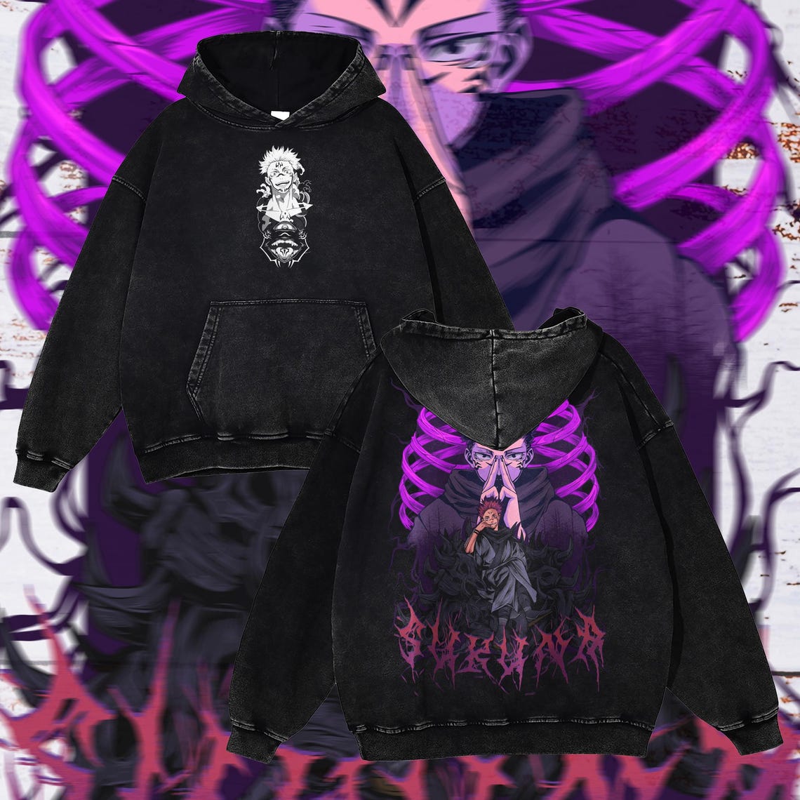 Heavy Oversized Acid-washed Unisex Anime Hoodie | Streetwear & Gym ...