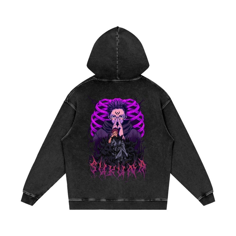 Heavy Oversized Acid-washed Unisex Anime Hoodie | Streetwear & Gym ...