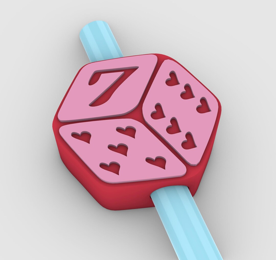 Lucky Number 7 Dice - Love Straw Topper | Fits Standard & Stanley ...