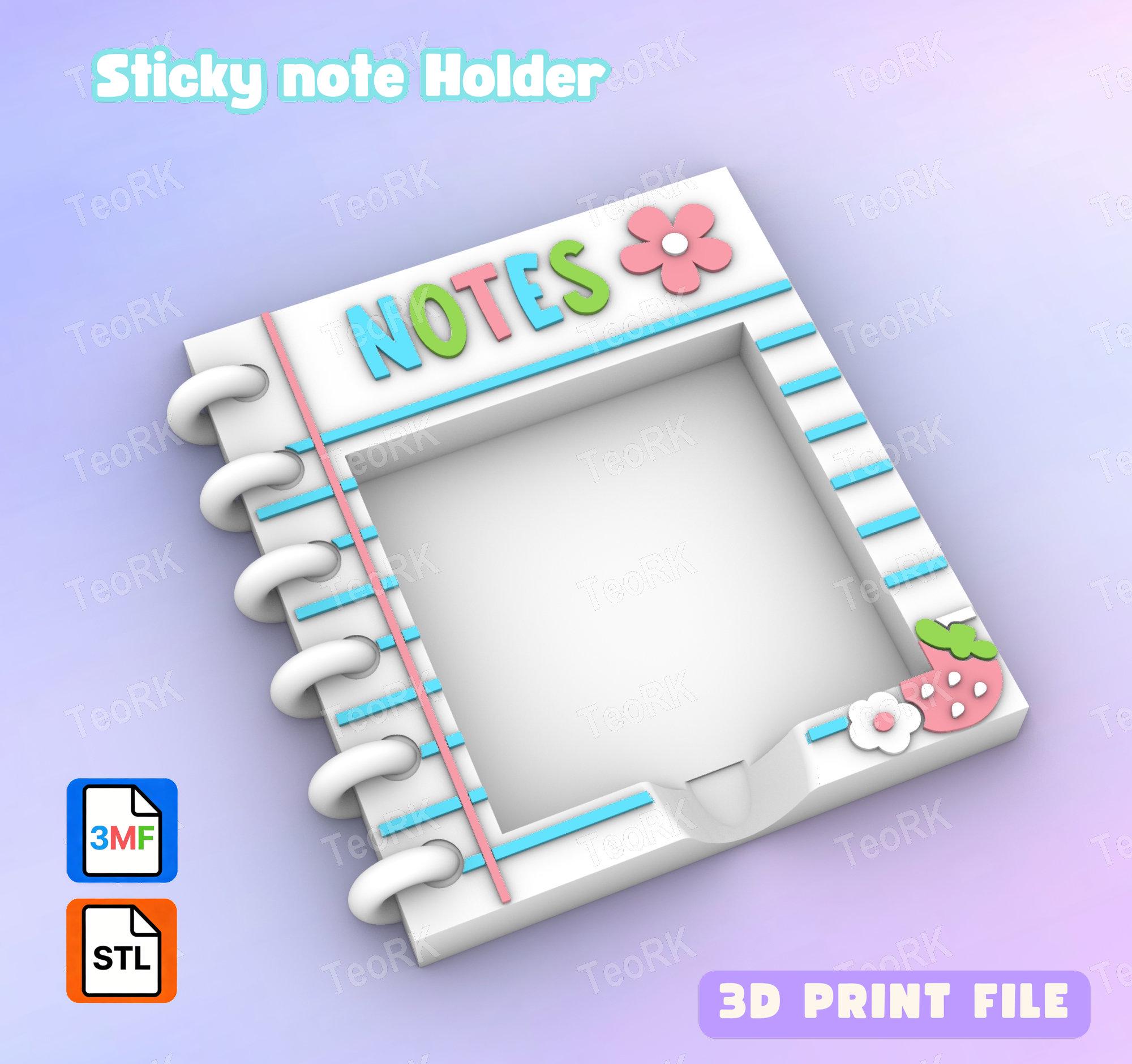 Post-it, Sticky Note Holder Spiral Notebook Cute Notes - 3MF Pre ...