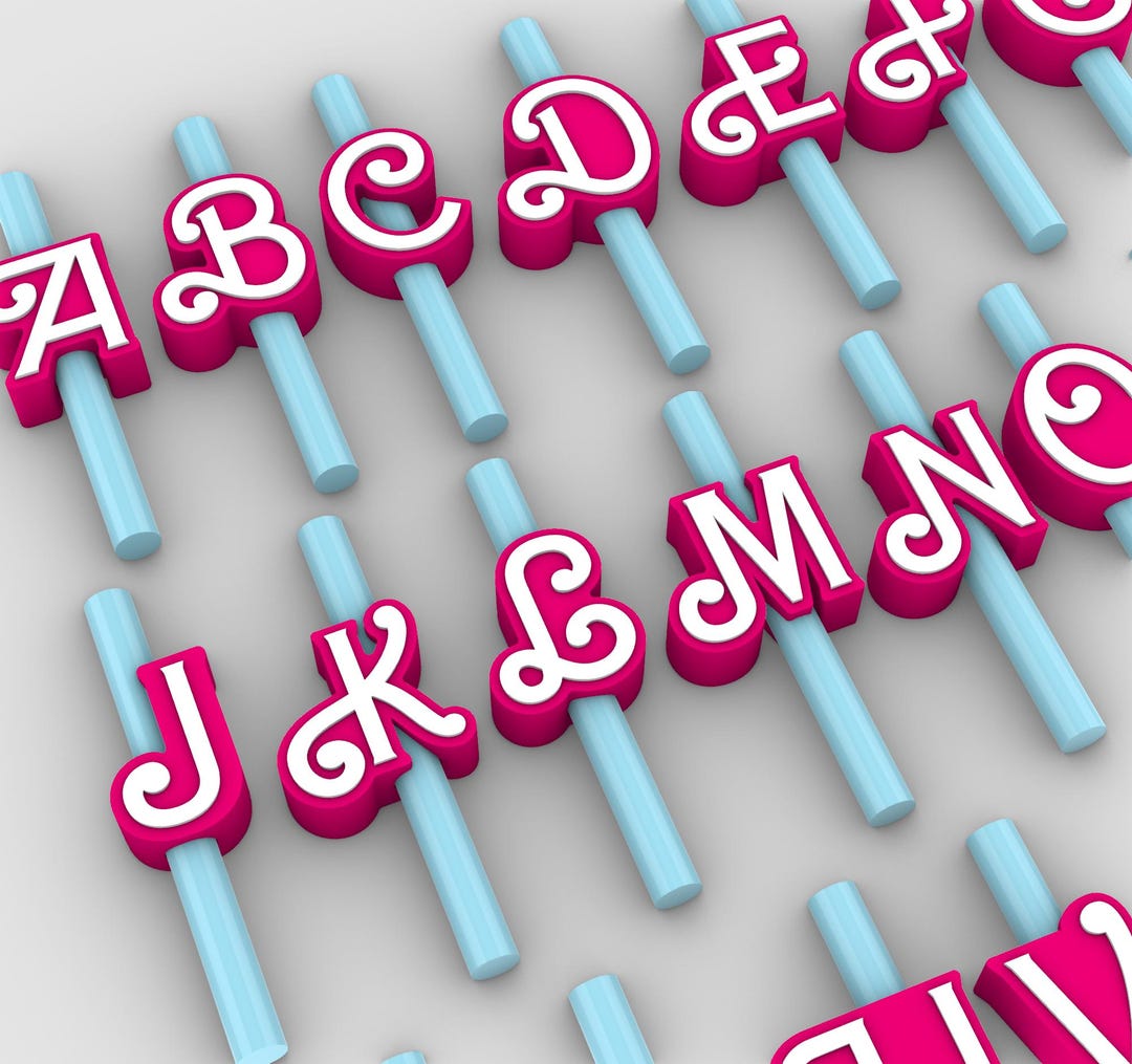 Girl Alphabet Bundle Straw Toppers | Fits Standard & Stanley Straws ...