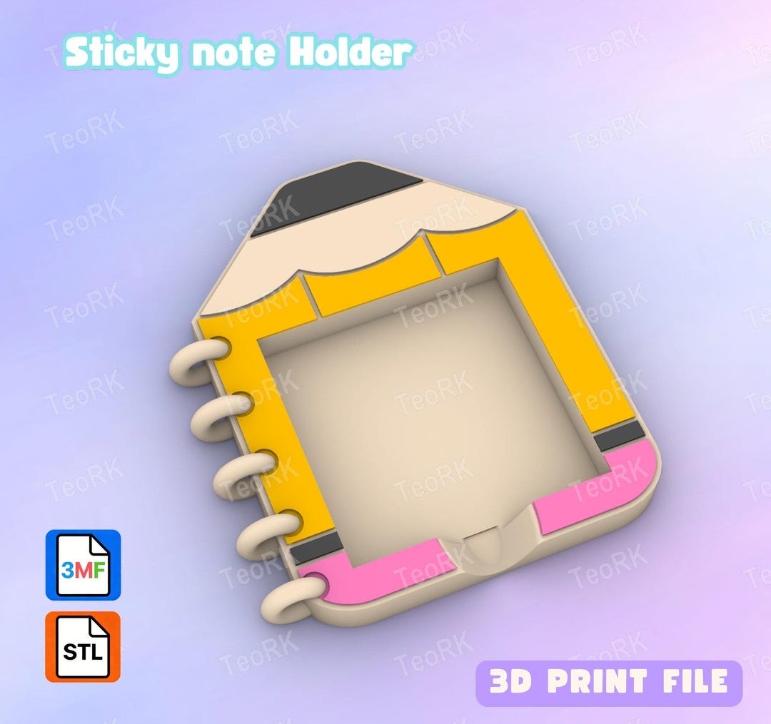 Post-it, Sticky Note Holder Spiral Notebook Pencil - 3MF Pre-painted ...