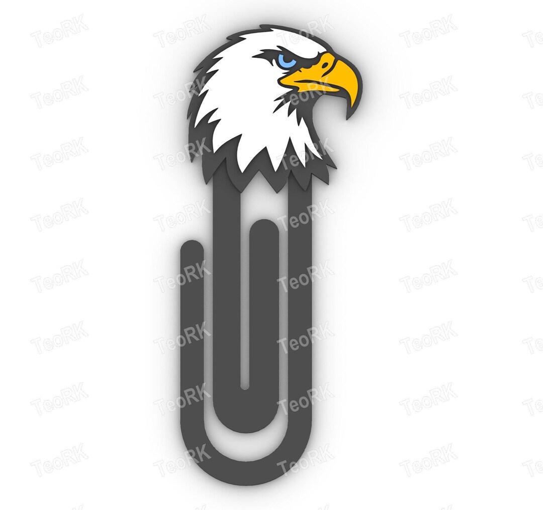 Paperclip Eagle Head - Bookmark - 3MF Pre-painted , STL File for 3D ...