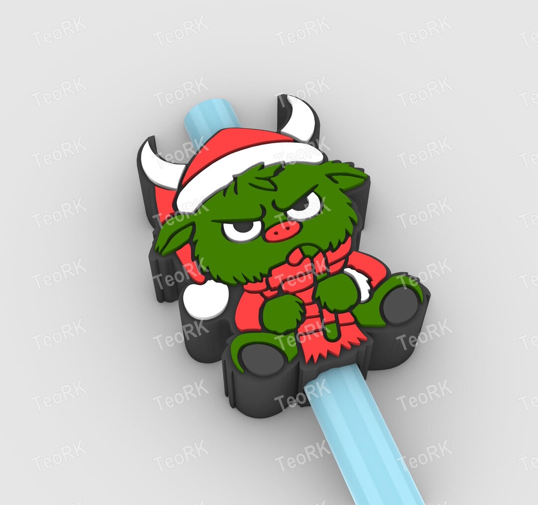 Angry Christmas Highland Cow Straw Topper | Fits Standard & Stanley ...