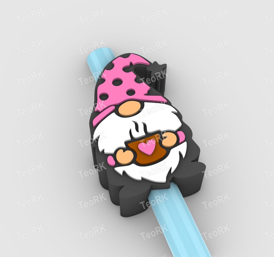 Gnome Holding a Coffee Cup Straw Topper | Fits Standard & Stanley ...