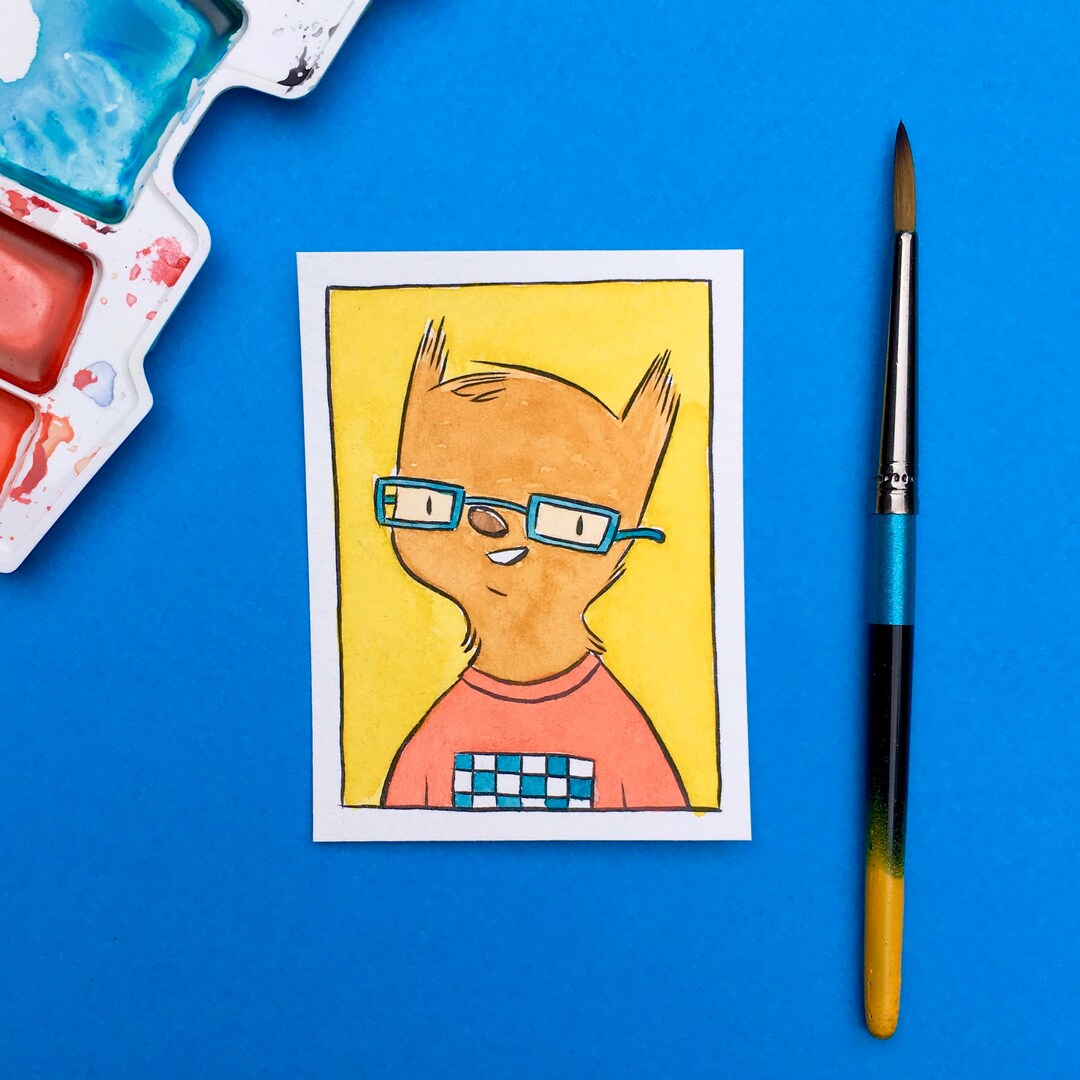 90s High School Werewolf Tiny Watercolor Halloween Painting - Etsy