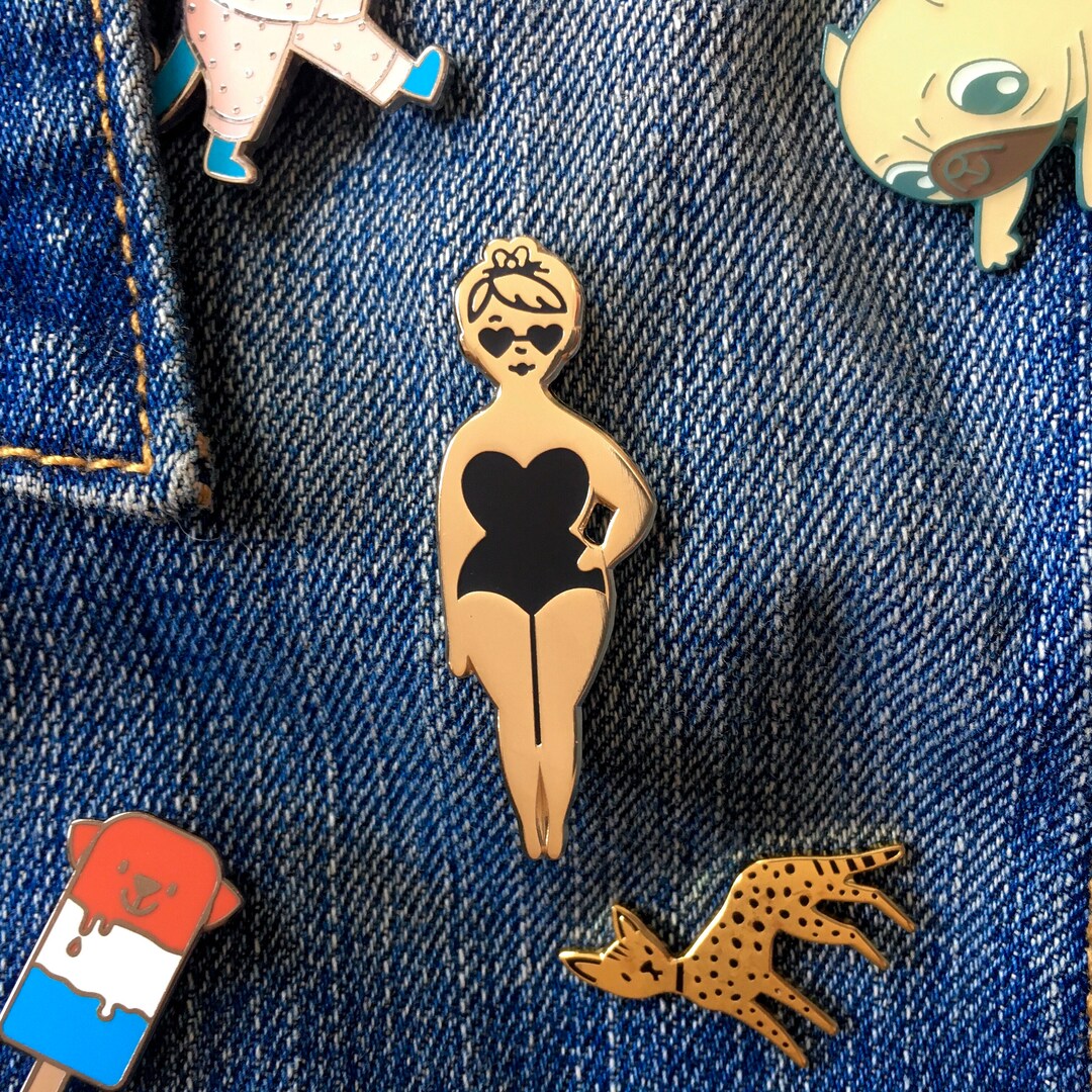 Beach Babe Gold Hard Enamel Pin - Etsy