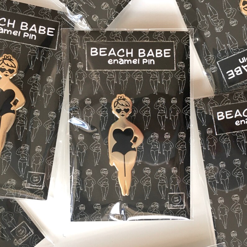 Beach Babe Gold Hard Enamel Pin - Etsy