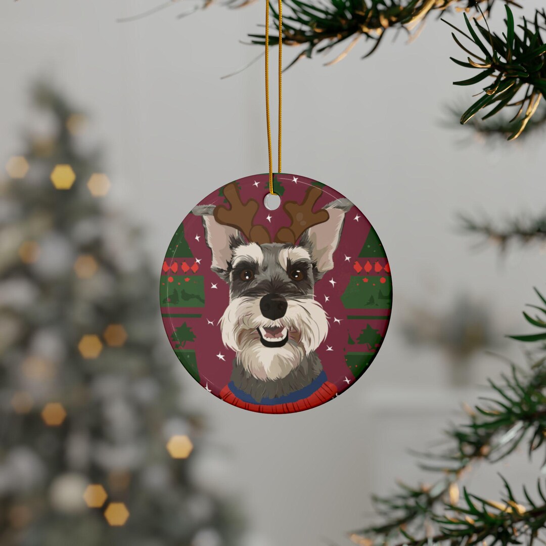 Miniature Schnauzer Christmas Ornament, Holiday Tree Decor, Dog Lover ...