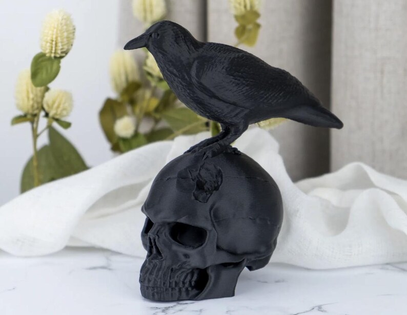 Raven Skull Sculpture - 3D Printed - 100% Solid Infill 6-7 Inches - Etsy